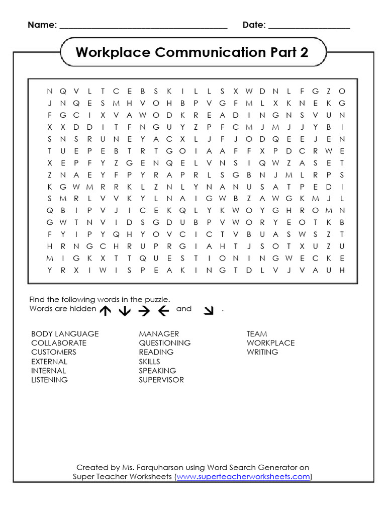 Super Teacher Worksheets Workplace Communication Part 2 | PDF