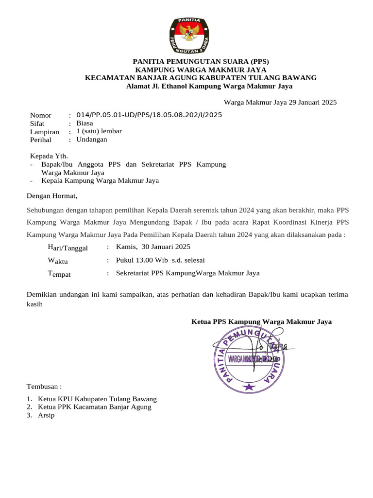 SURAT UNDANGAN KOORDINASI DAN EVALUASI PPS | PDF