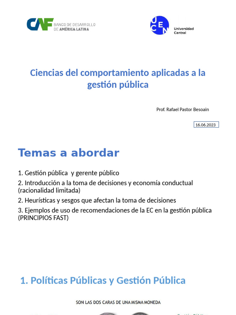 Economía Conductual en Gestión Pública | PDF | Toma de decisiones ...