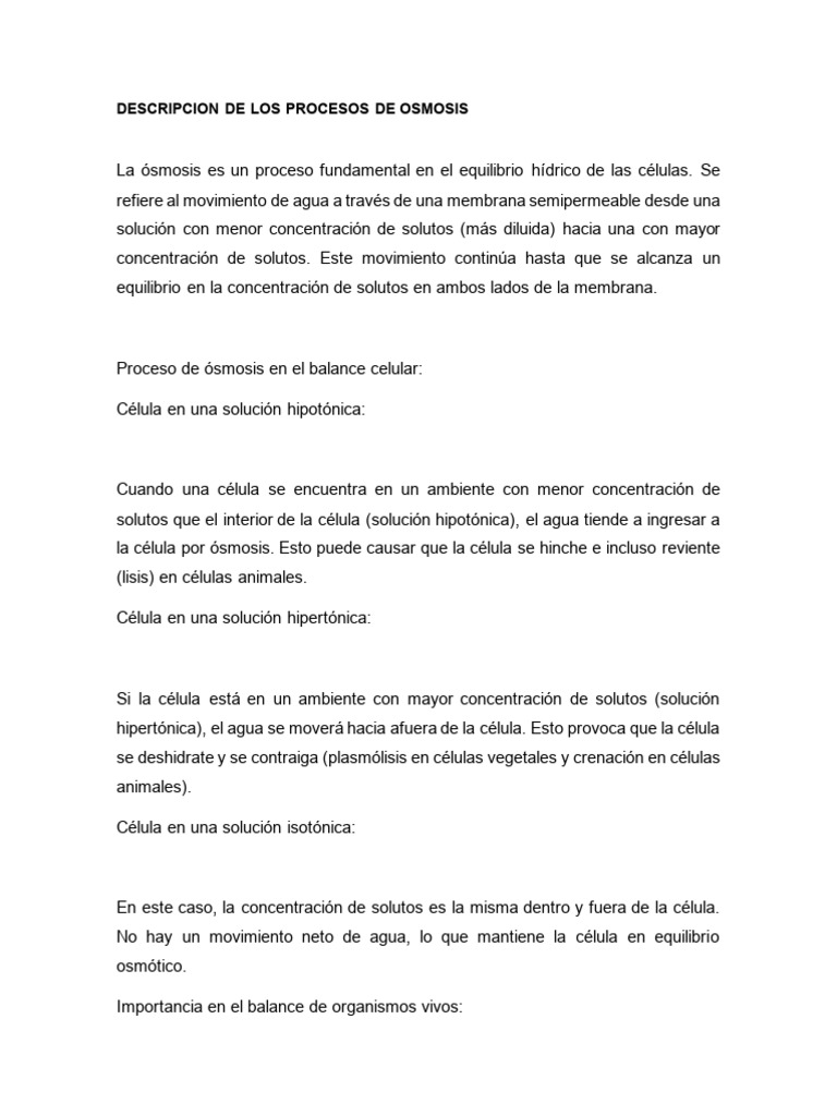 Ósmosis y Ósmosis Inversa: Claves | PDF | Ósmosis | Membrana