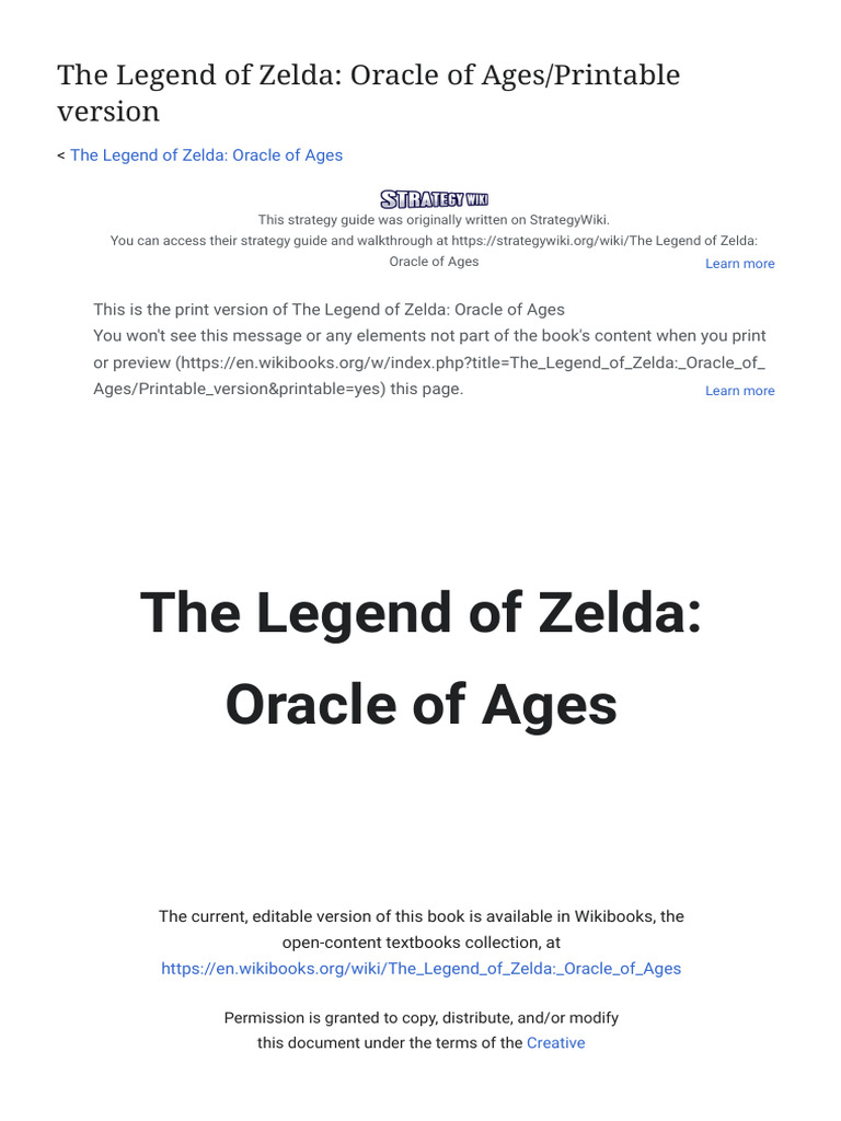 Zelda: Oracle of Ages Guide | PDF | The Legend Of Zelda | Gaming