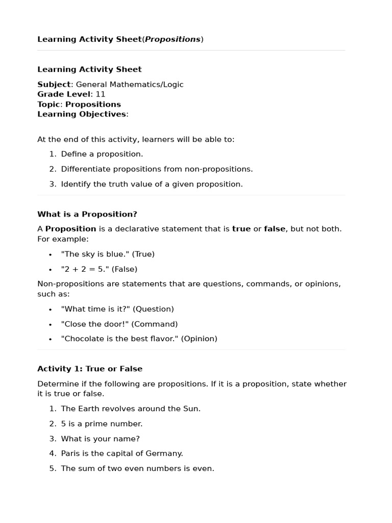 LAS Proposition | PDF