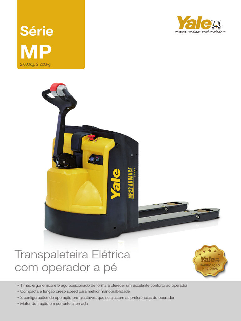 Transpaleteira Elétrica Yale MP20/MP22 | PDF | Pneu | Veículos