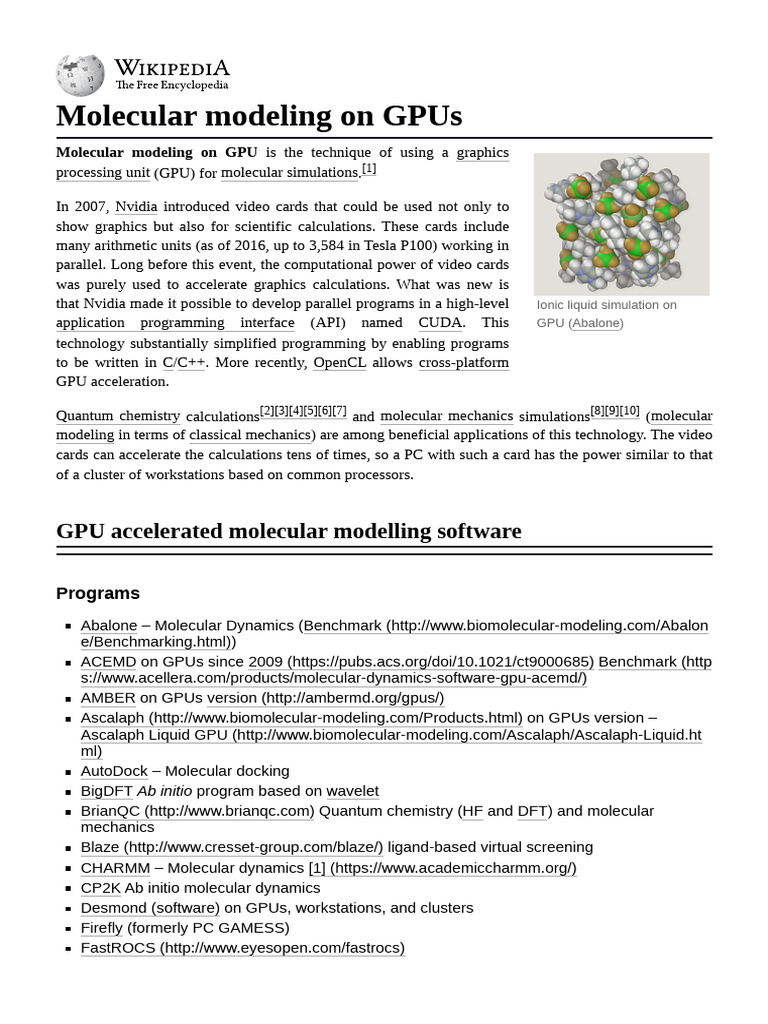 Molecular Modeling On GPUs | PDF | Graphics Processing Unit | Molecular Dynamics