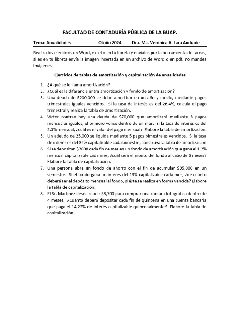U3 A5 Ejer Tablas Anualidades | PDF
