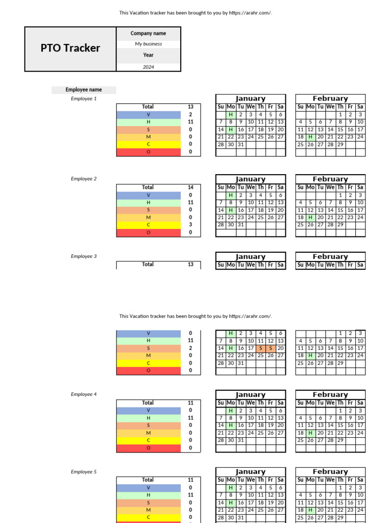 2024 Employee PTO Tracker Template | PDF | Observances | Holidays