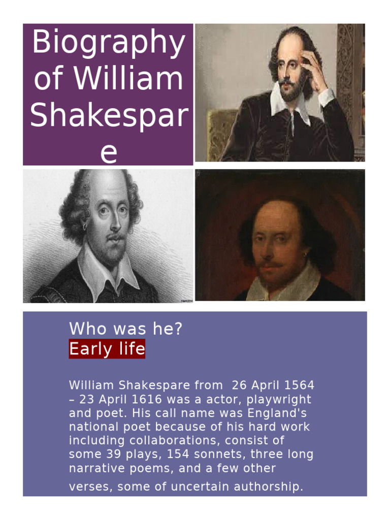 Biography of William Shakespare | PDF | William Shakespeare | Shakespeare's Sonnets