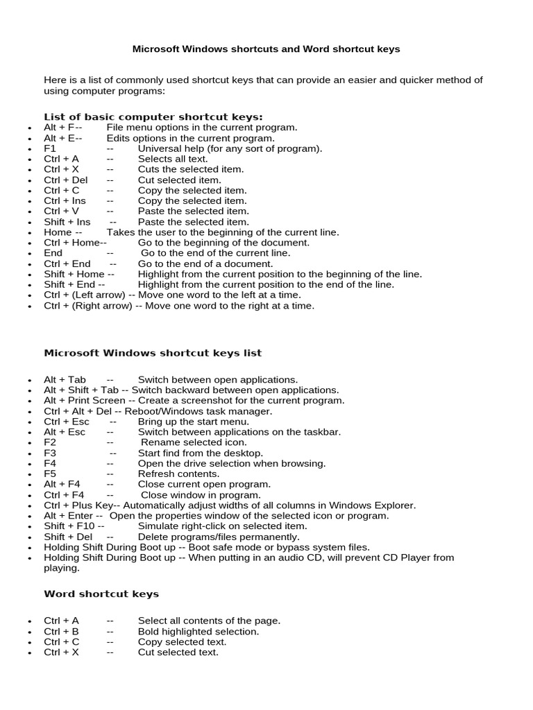 Prelim4-Keyboard Shorcuts | PDF | Keyboard Shortcut | Operating System ...