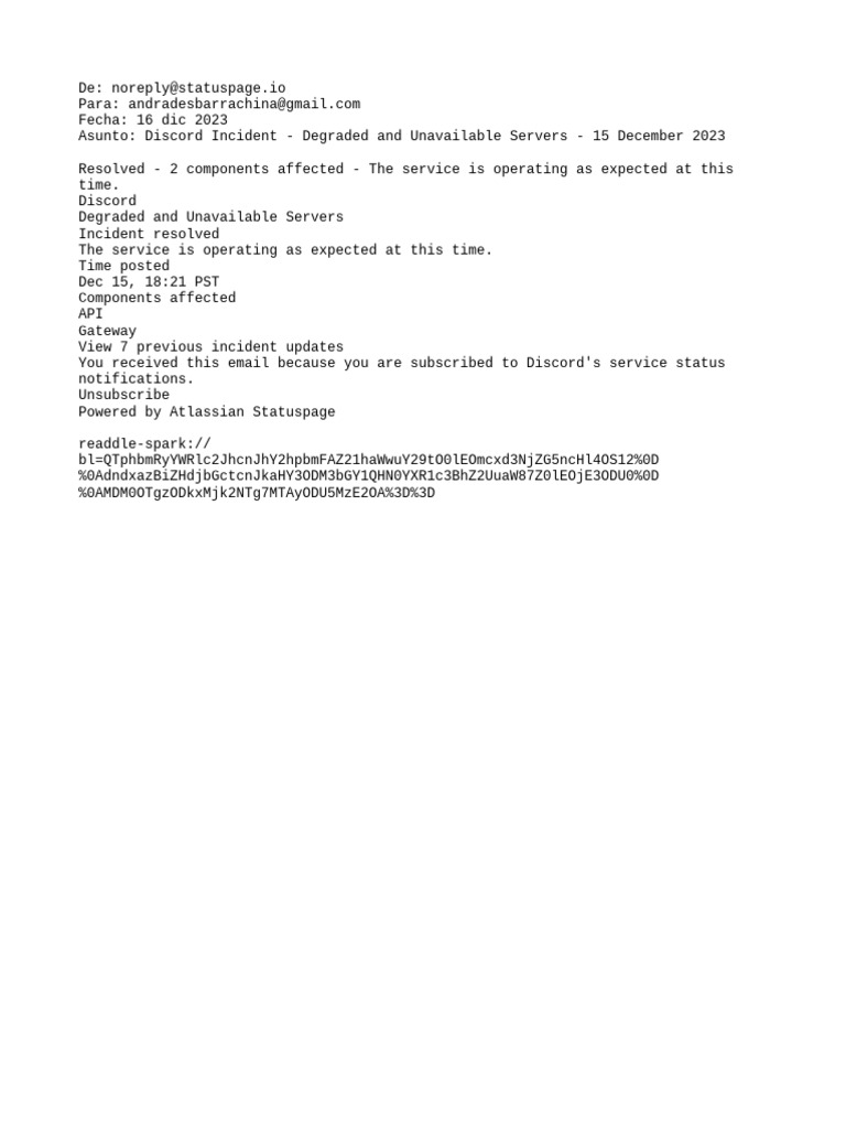 Discord Incident - Degraded and Unavailable Servers - 15 December 2023 ...