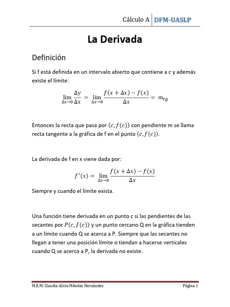 Derivadas: Definición y Ejemplos | PDF | Derivado | Tangente