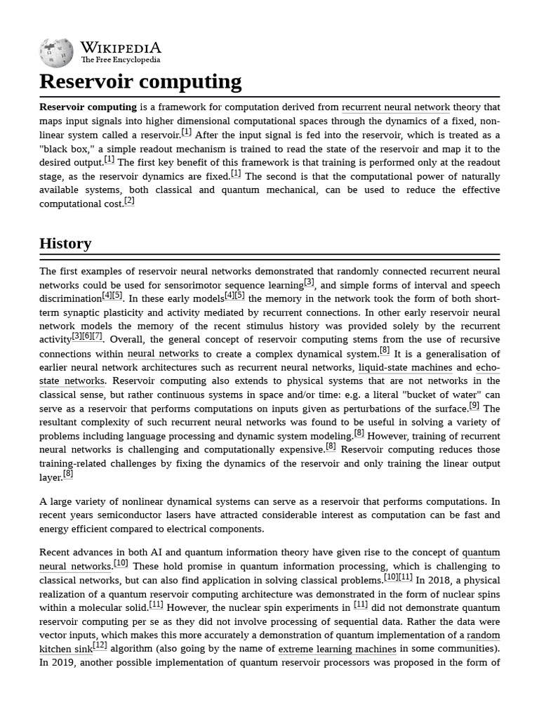Reservoir Computing | PDF | Theoretical Computer Science | Applied ...
