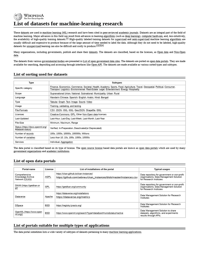 List of Datasets For Machine-Learning Research | PDF | Machine Learning ...