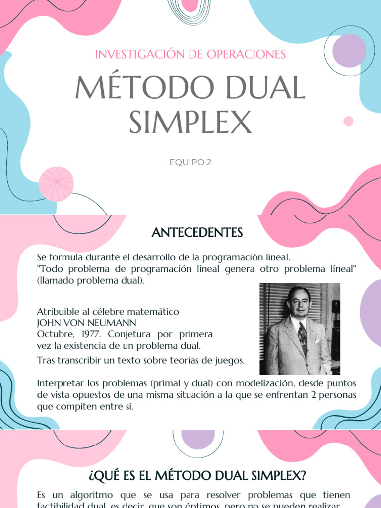 Metodo Dual Simplex Expo | PDF | Programación lineal | Análisis matemático