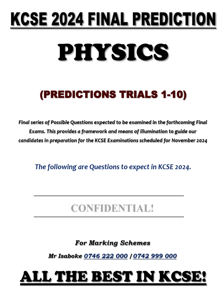 KCSE 2024 Physics Exam Predictions | PDF | Force | Electromagnetic ...