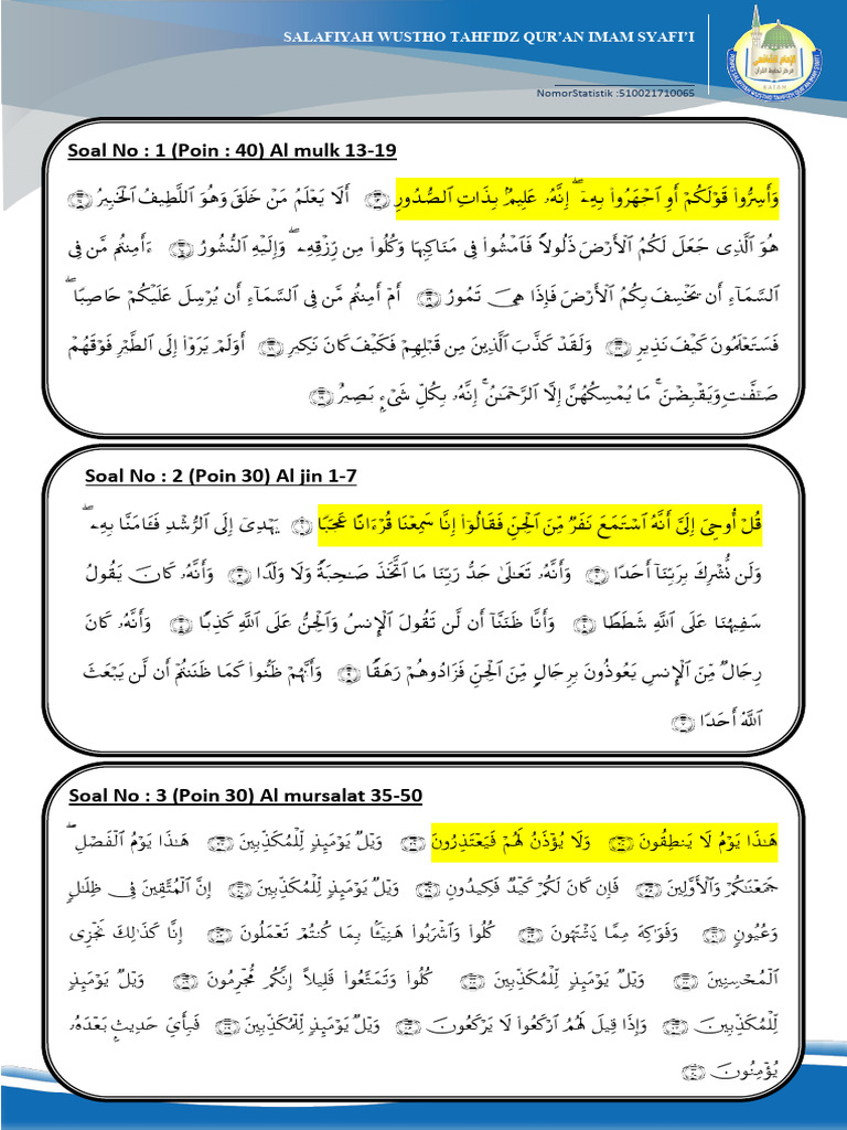 Soal Juz 29 | PDF