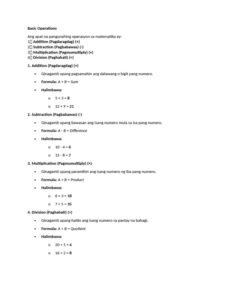Basic Operations | PDF