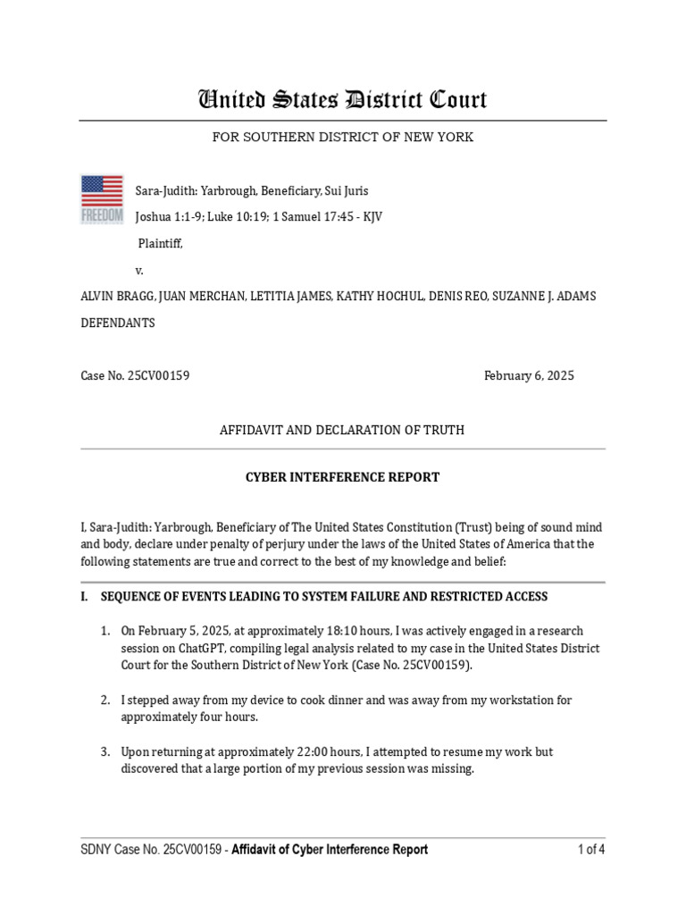 Affidavit and Declaration of Truth - Cyber Interference Report | PDF ...