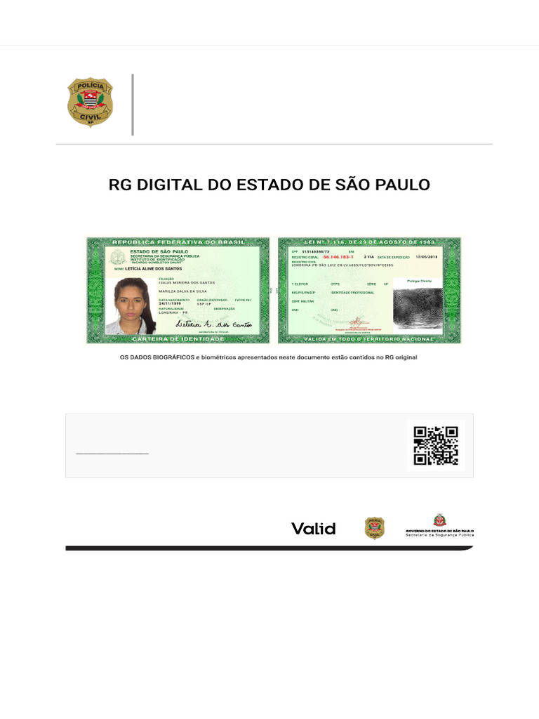 Documento Digital da SSP-SP: Validação QR Code | PDF