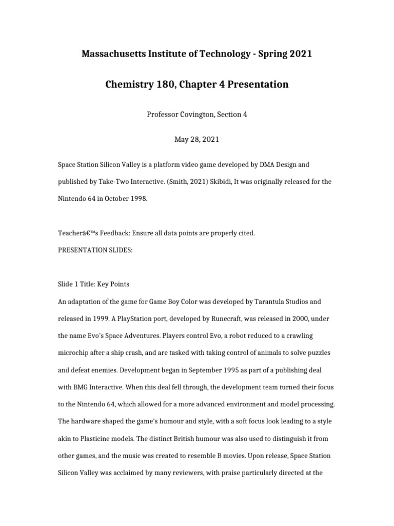 Chemistry 180 Chapter 4 Presentation | PDF | Gaming | Video Games