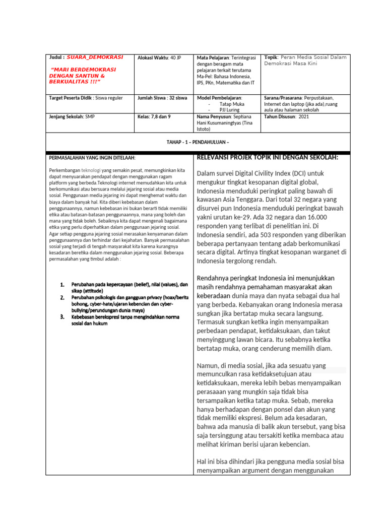 Modul Ajar Modul Suara Demokrasi Henny | PDF