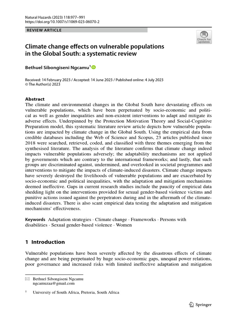 Climate Change Efects On Vulnerable Populations | PDF | Natural ...