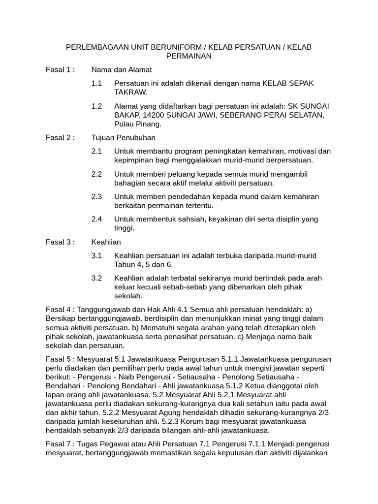 Perlembagaan Unit Beruniform | PDF