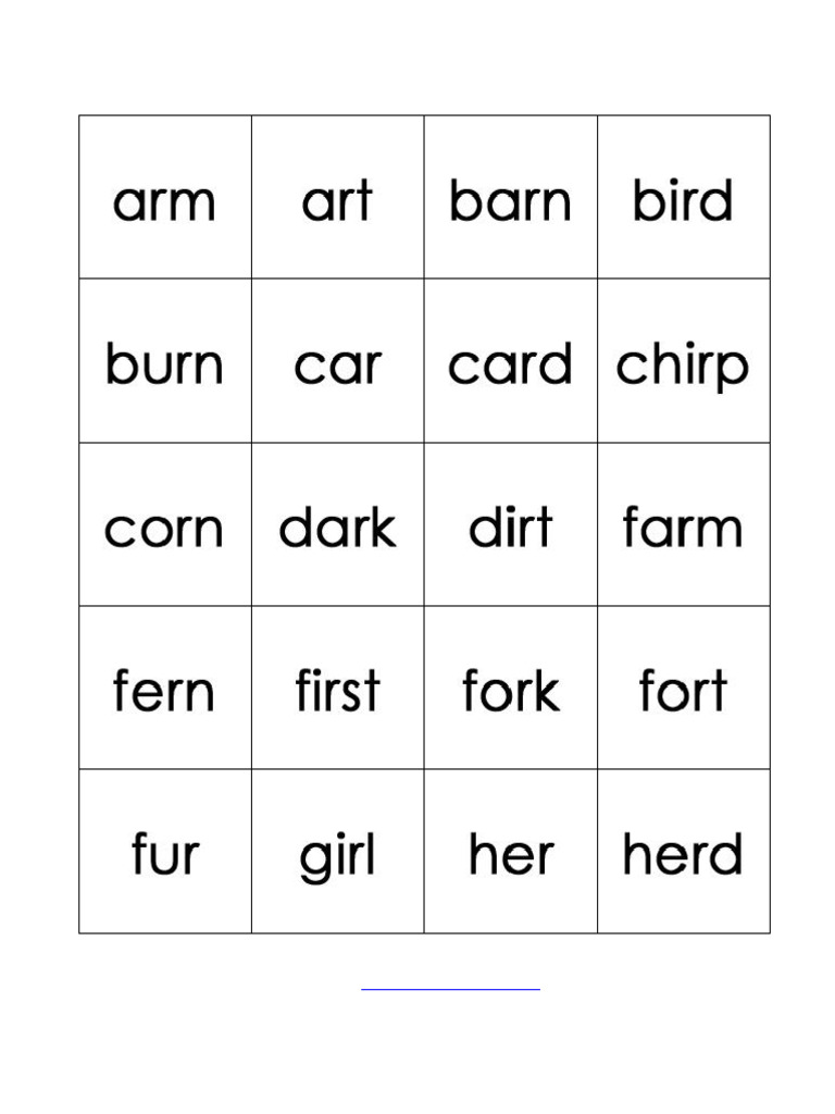 r Controlled Vowel Words | PDF