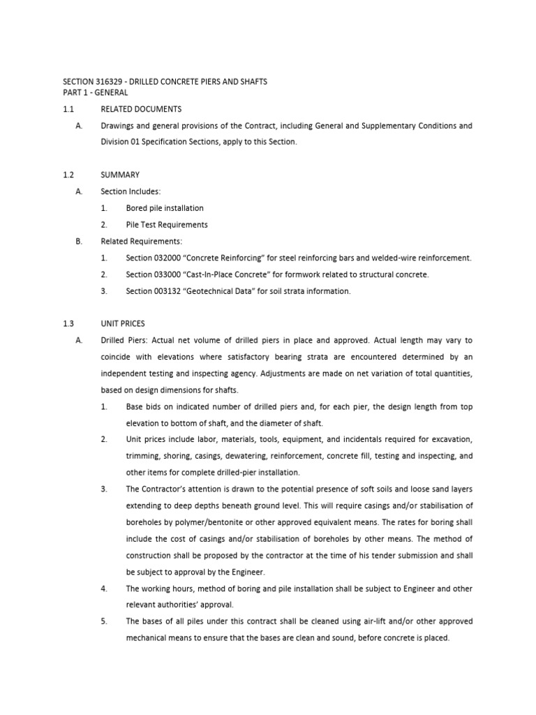 Drilled Concrete Piers & Shafts | PDF | Concrete | Deep Foundation
