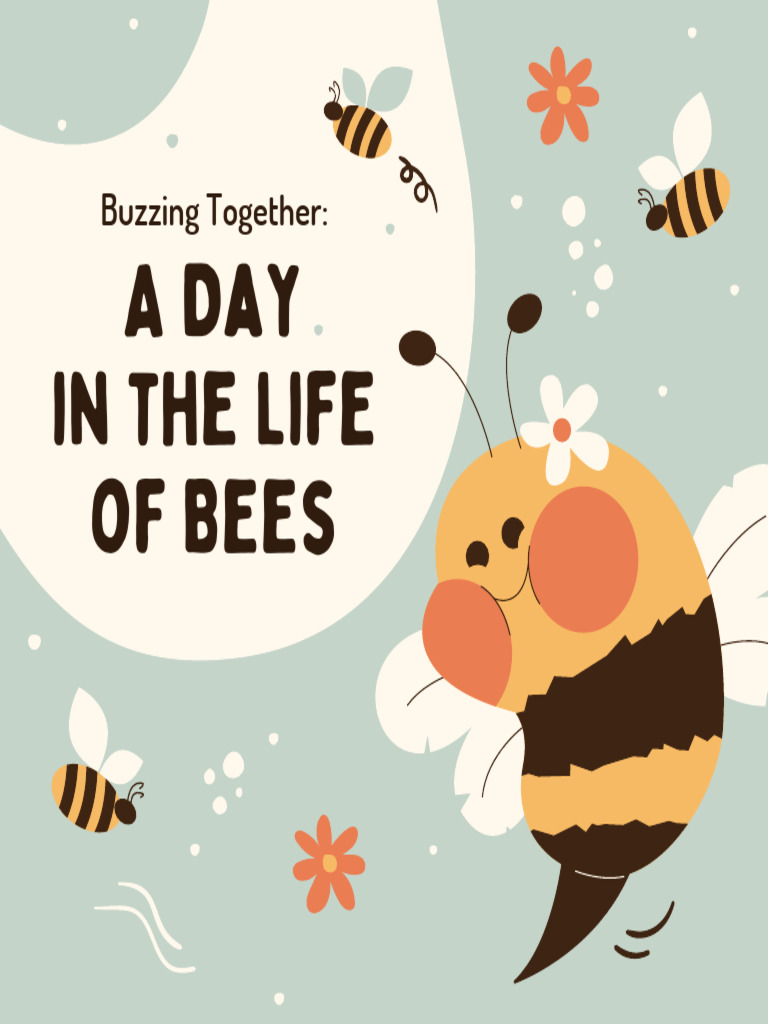 A Day in The Life of Bees Story Book in Yellow Blue Hand Drawn Style ...
