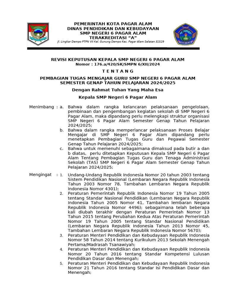 1 SK - PTM Genap KUR - MERDEKA | PDF