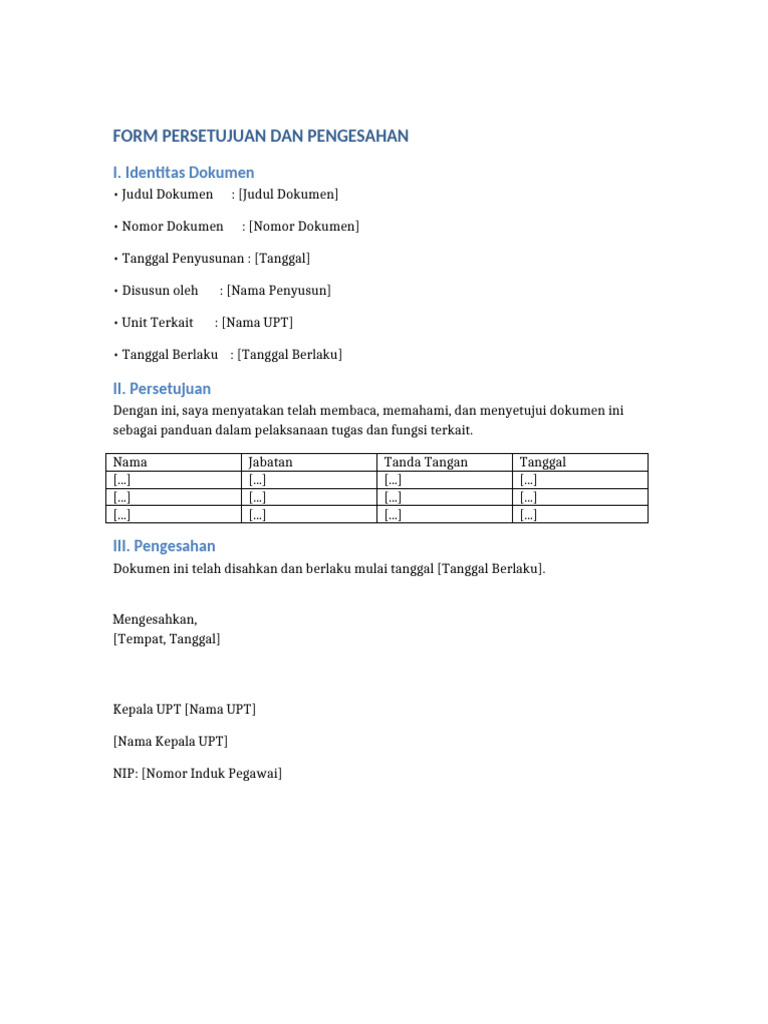 Form Persetujuan Dan Pengesahan | PDF