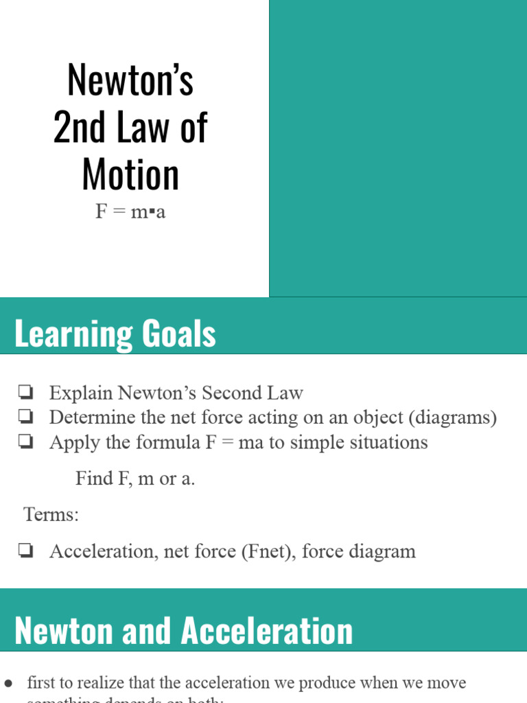 Newton's 2nd Law of Motion - Part 1 Net Force Diagrams | PDF