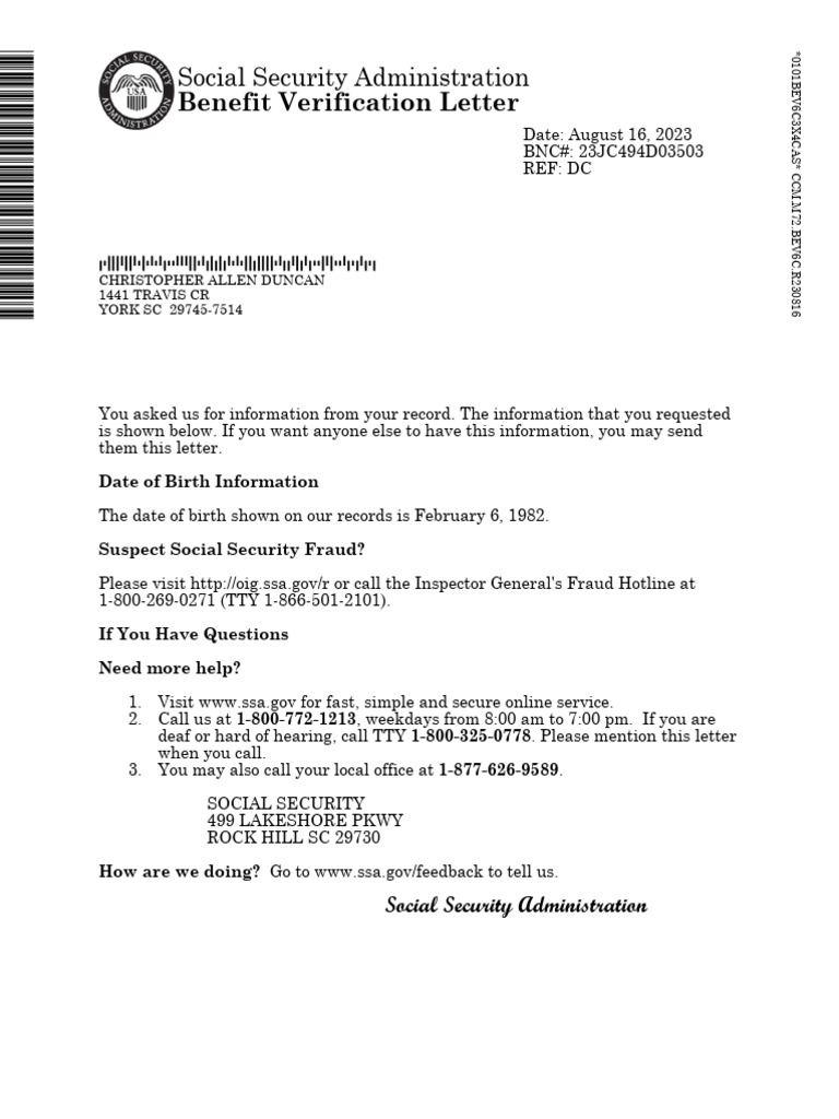 Benefit Verification Letter 2 | PDF