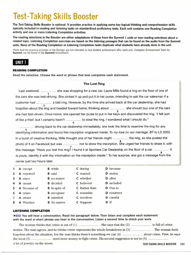 Summit 1 (3rd Edition) - Tests - Unit 1 | PDF