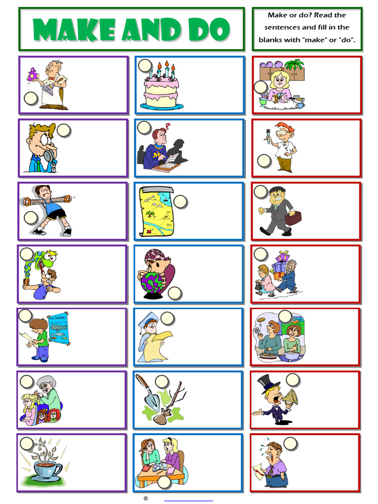 Make and Do Fill in The Blanks Esl Grammar Worksheet | PDF