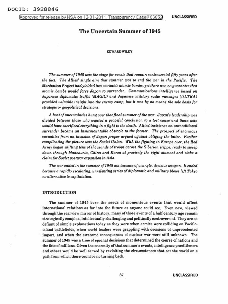 The Uncertain Summer of 1945 | PDF | Surrender Of Japan | Empire Of Japan