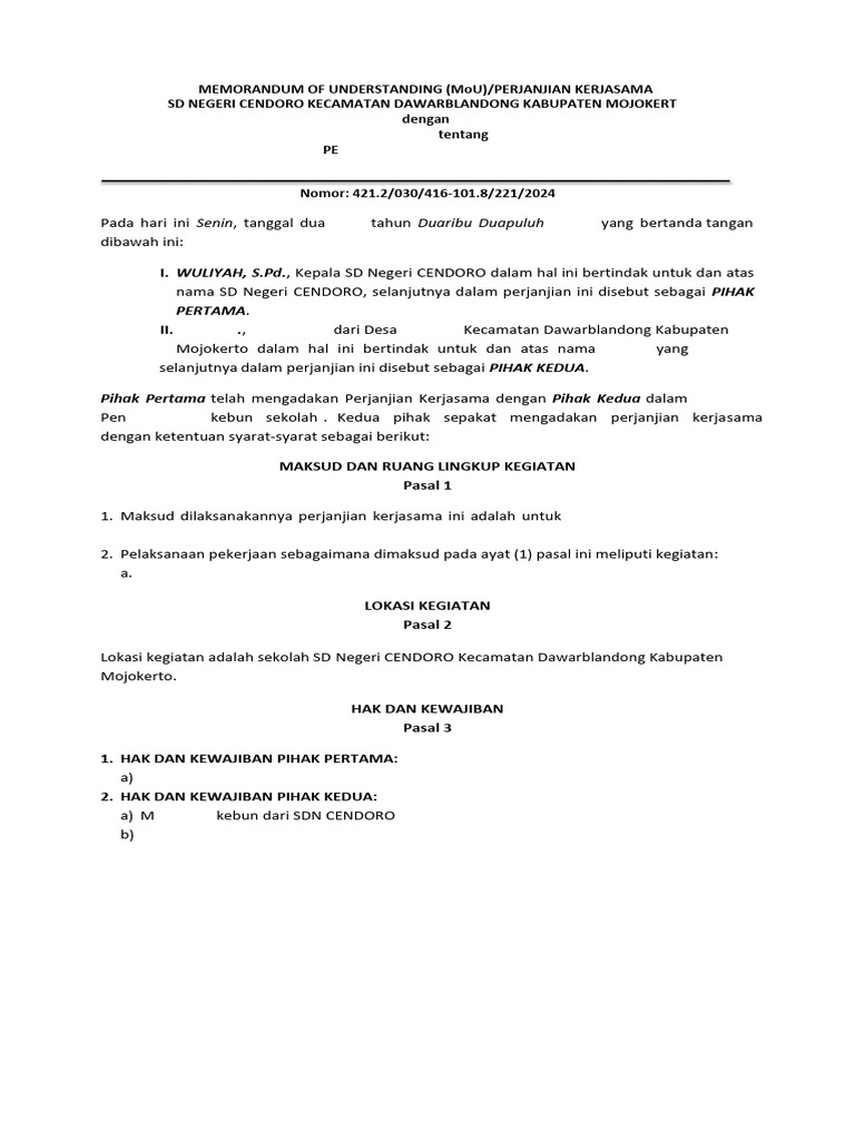 Mou Tengkulak Desa 2024 | PDF