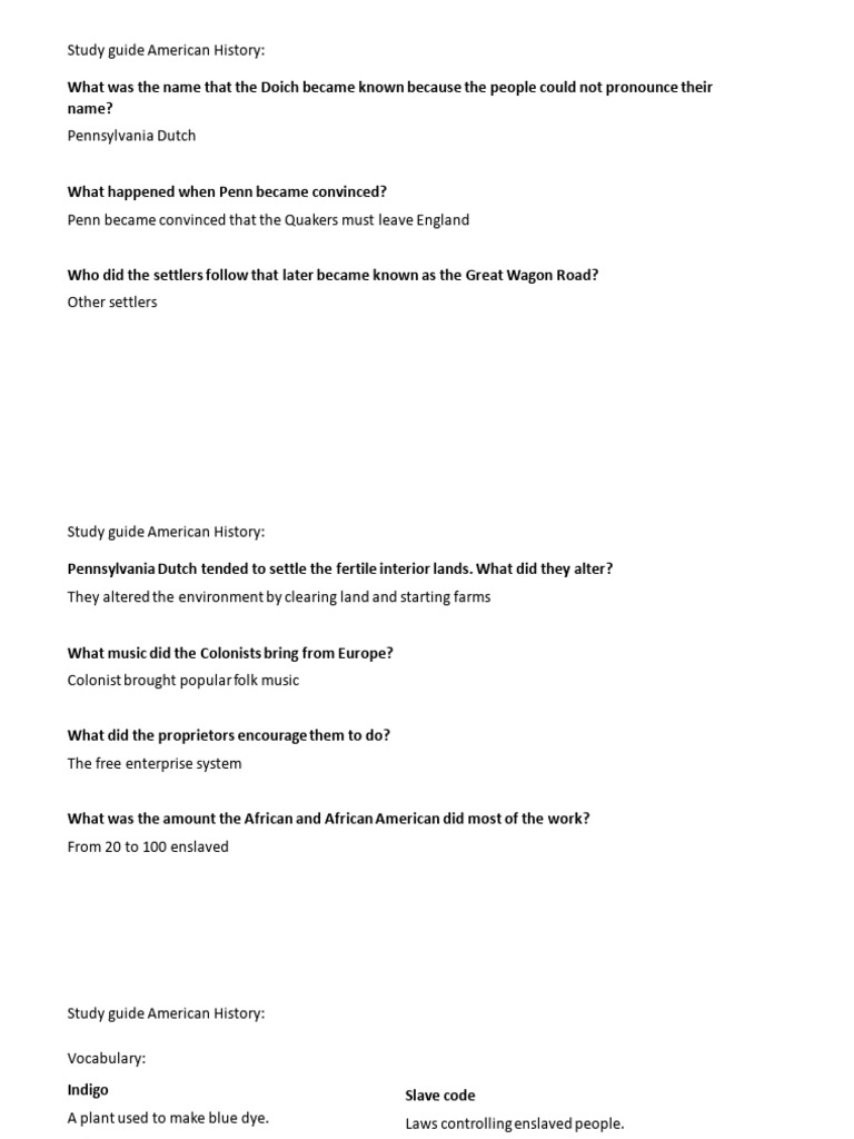 Study Guide American History January | PDF