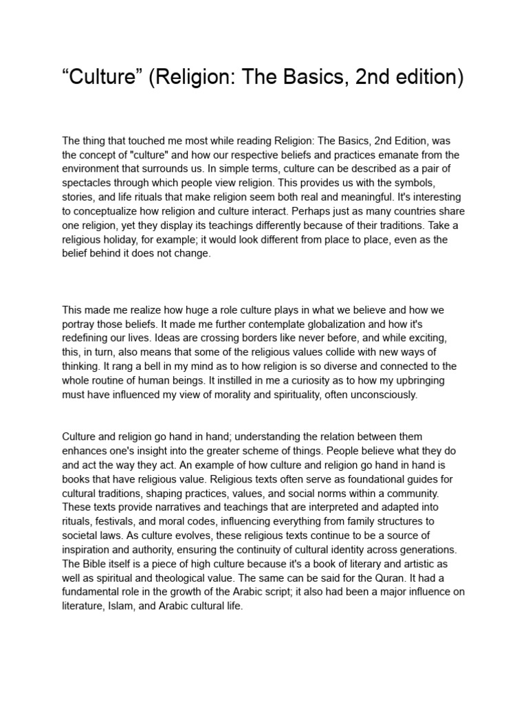 "Culture" (Religion The Basics, 2nd Edition) | PDF