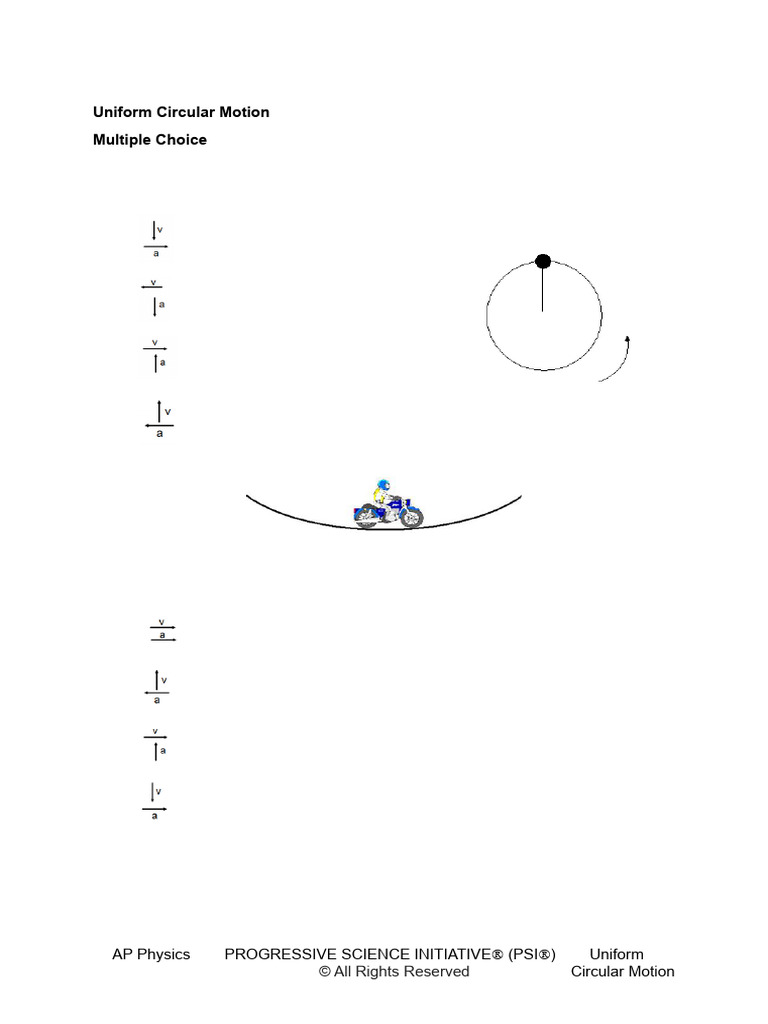 Ap Phys1 - Circular Motion Multiple Choice - 2024 02 03 | PDF | Acceleration | Force