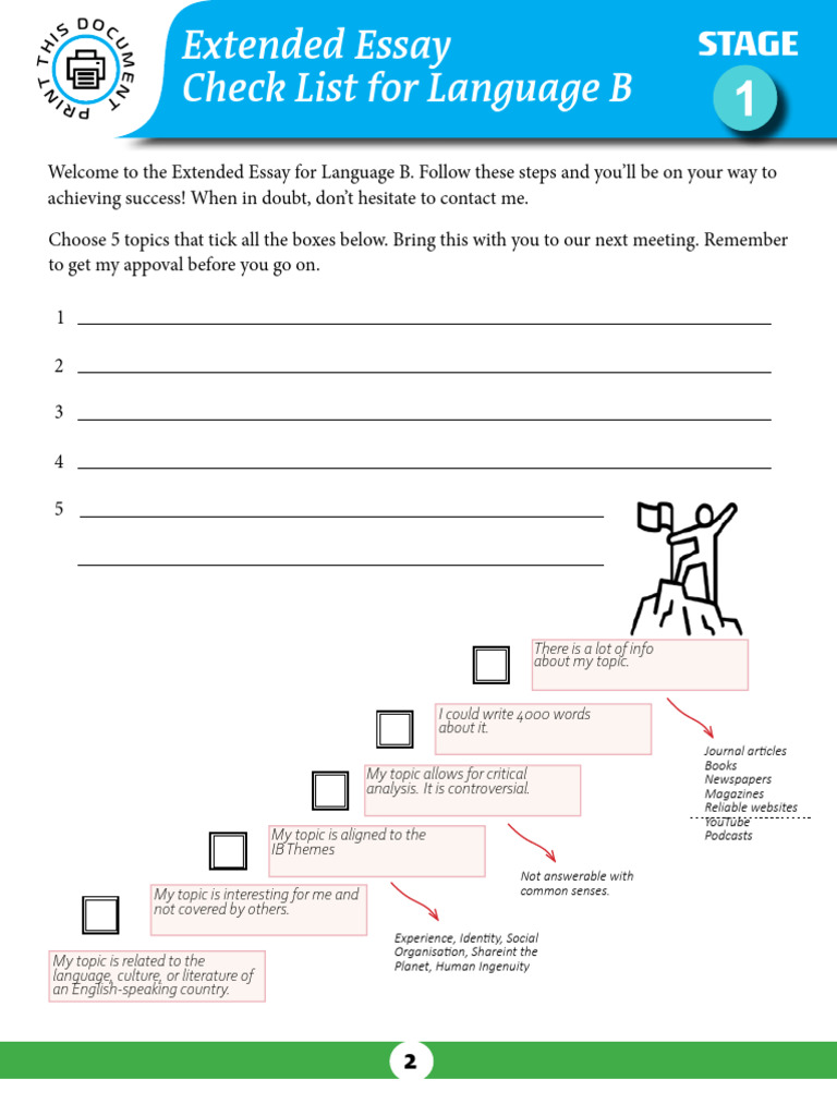 Extended Essay Checklist for Language B | PDF | Essays | Human ...