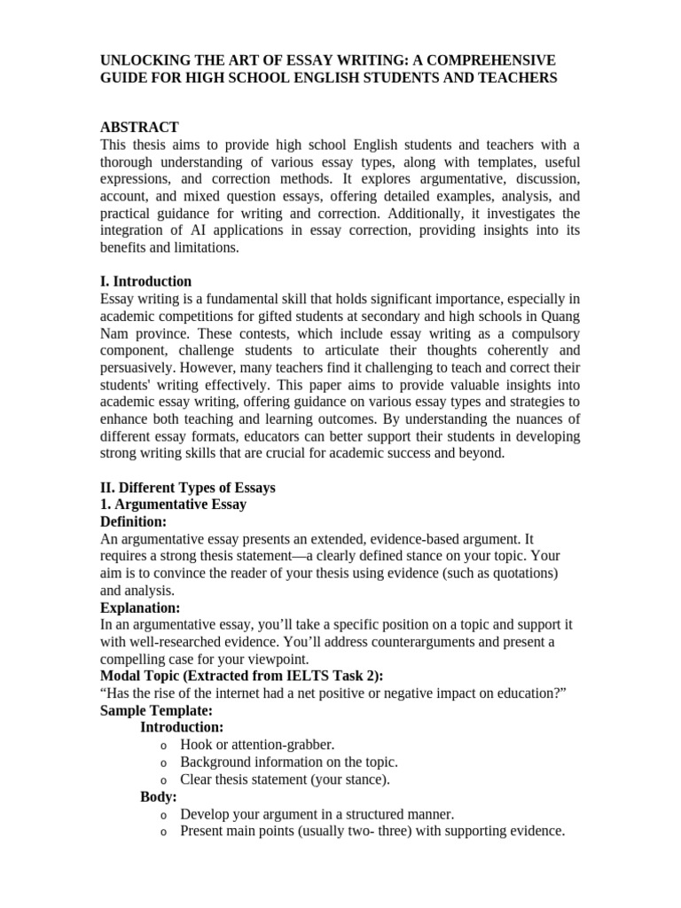 Essay Writing Guide for High School Students | PDF | Climate Change ...
