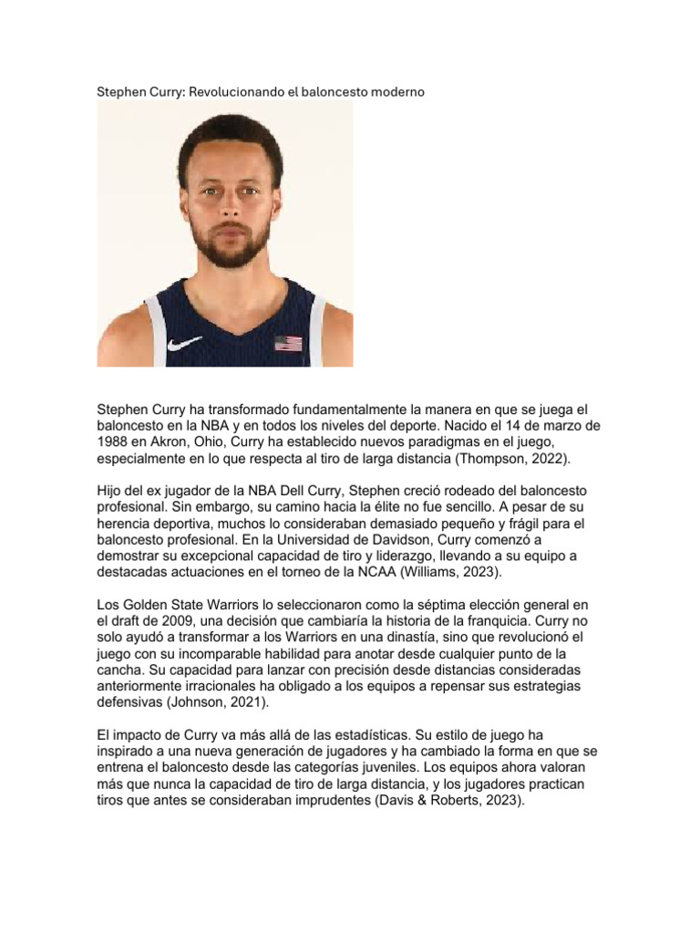 Biografía de Stephen Curry: Impacto y Legado | PDF | Asociacion ...