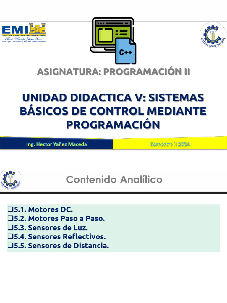 Tema 5 Sistemas Básicos de Control Mediante Programación Ii2024 V4.0 | PDF | Sensor | Ultrasonido
