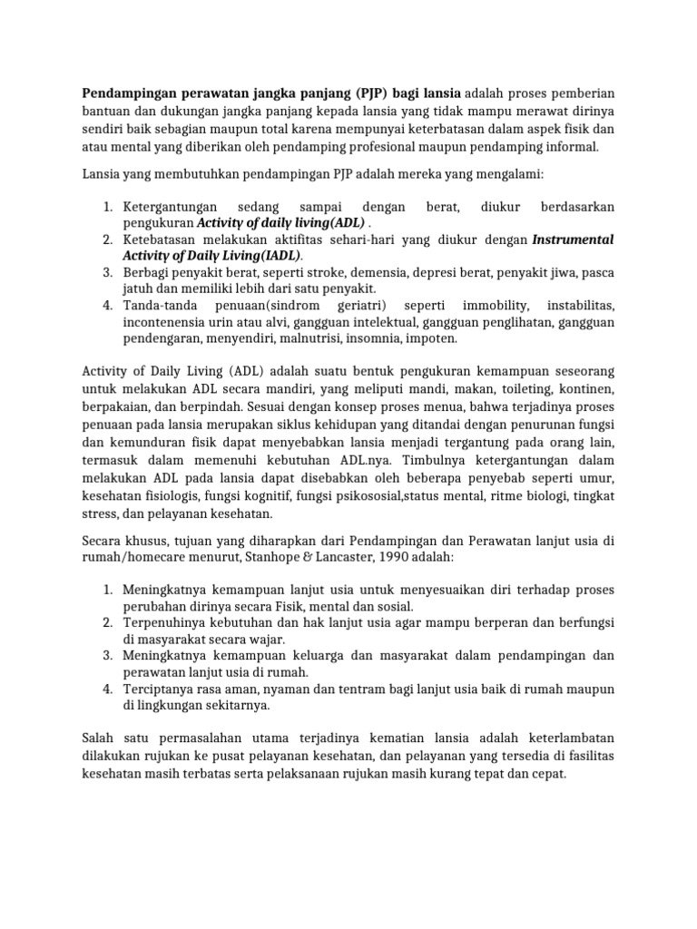 Tujuan Pendampingan PJP Lansia | PDF