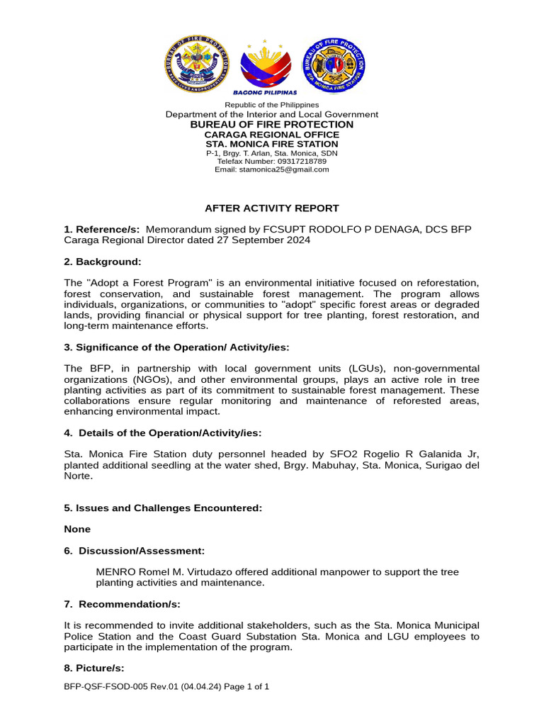 AAR Adopt a Forest Program January 02, 2025 | PDF | Environmental ...