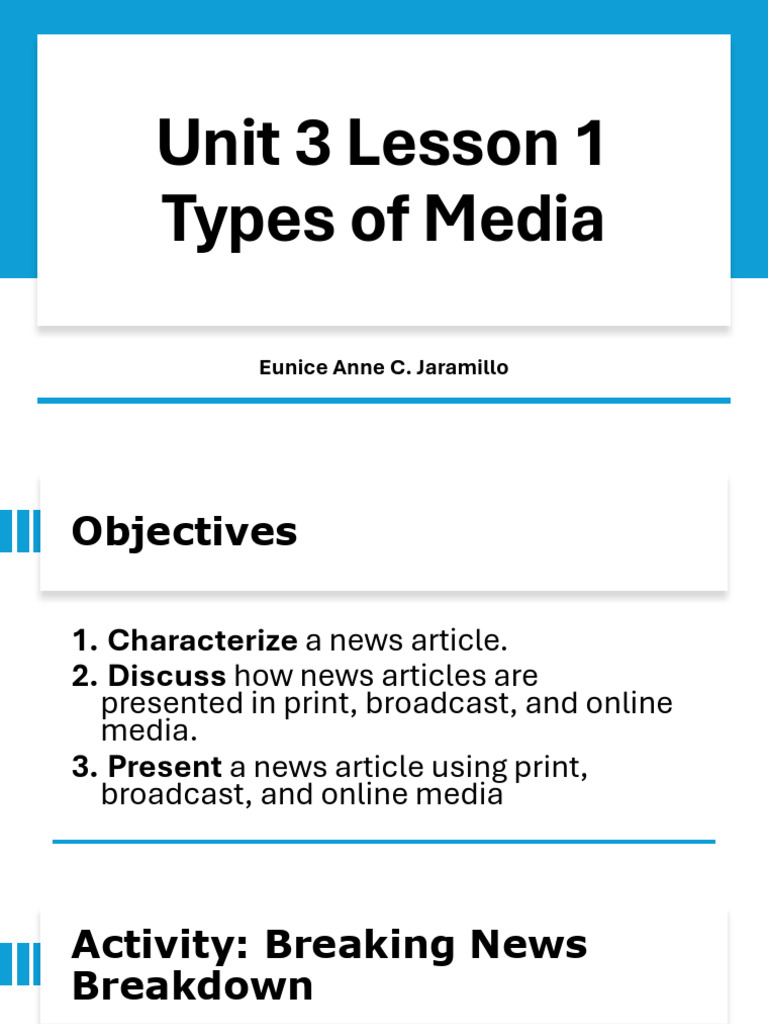 Unit 3 Types of Media Autosaved | PDF | News | Mass Media