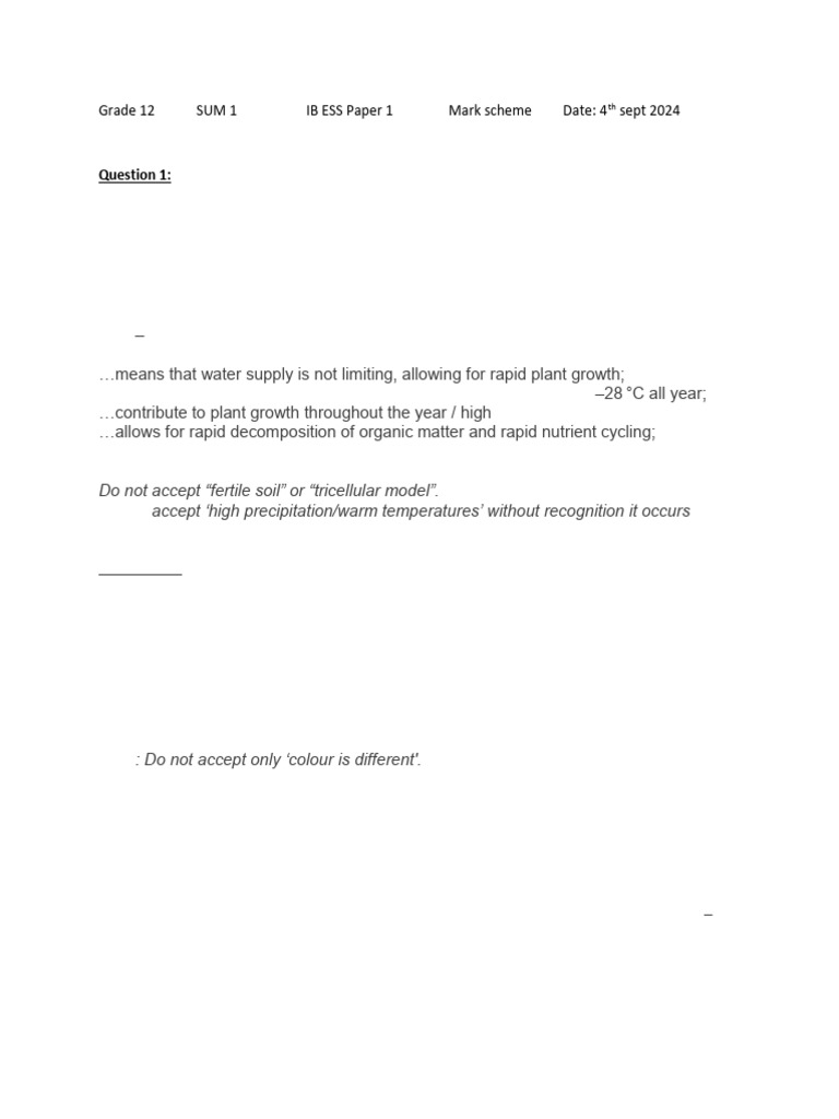 ESS Markscheme Case Study 1 | PDF | Habitat Destruction | Soil