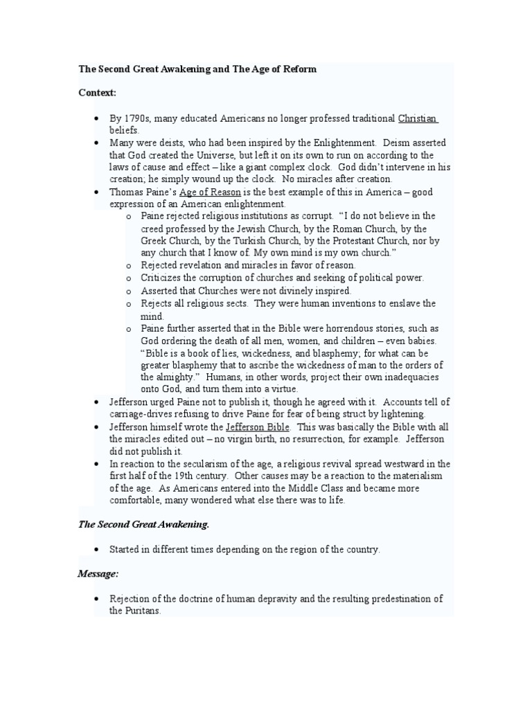 Second Great Awakening Overview | PDF | Christian Revival | Religious ...