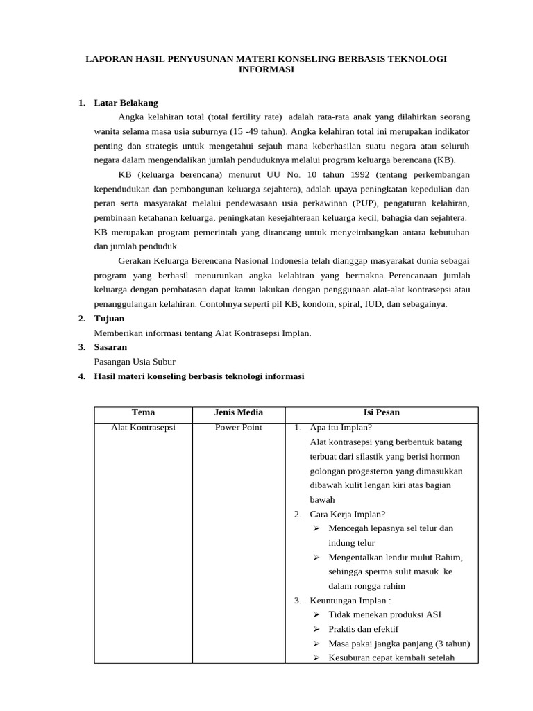 Materi Konseling Alat Kontrasepsi Implan | PDF
